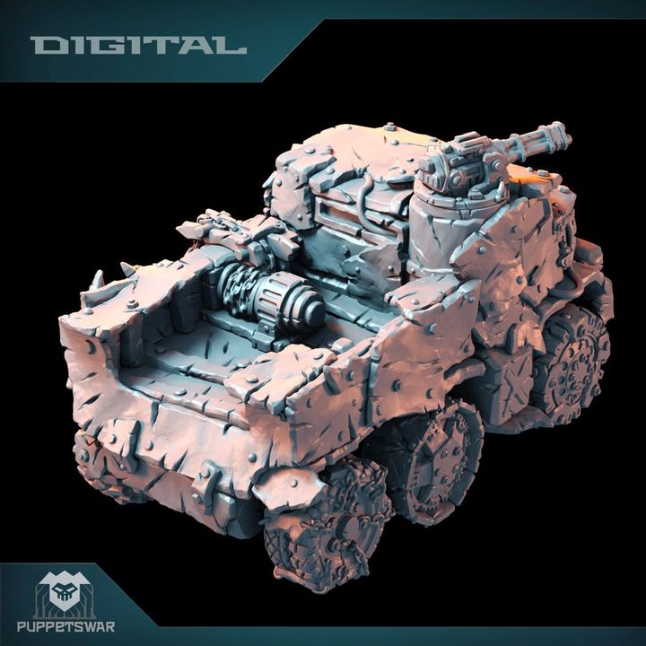 3D Printable Orc War Truck v3 by Puppetswar Miniatures