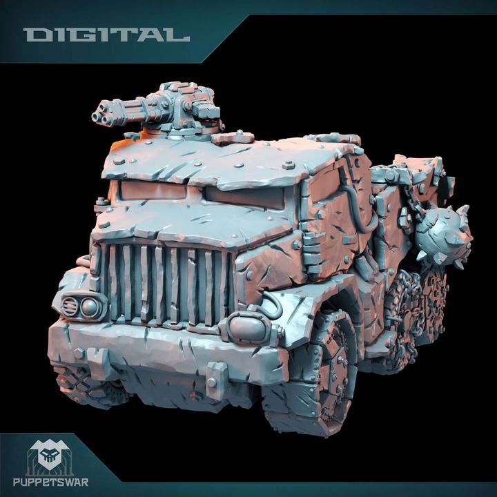 3D Printable Orc War Truck v3 by Puppetswar Miniatures