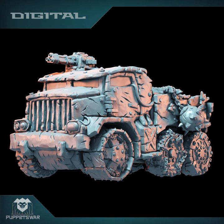 3D Printable Orc War Truck v3 by Puppetswar Miniatures