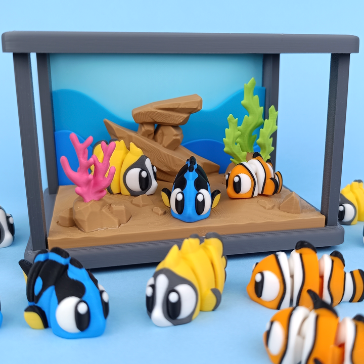 3D Printable Flexi Tropical Fish Print-in-place + Fish tank by 3DGOB