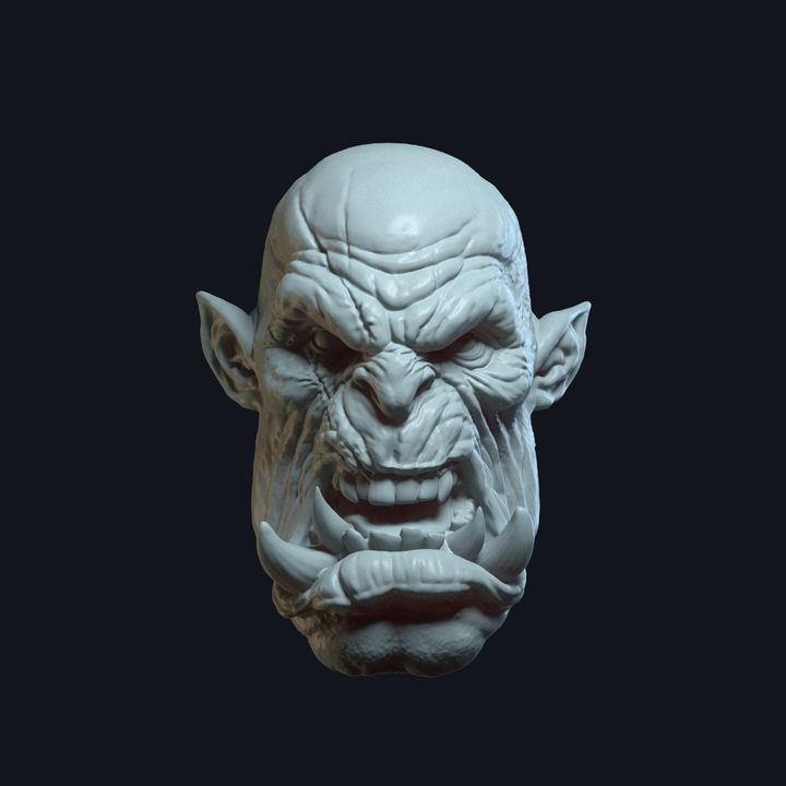 3D Printable Orc v5 "action figure head" SET00 by diego