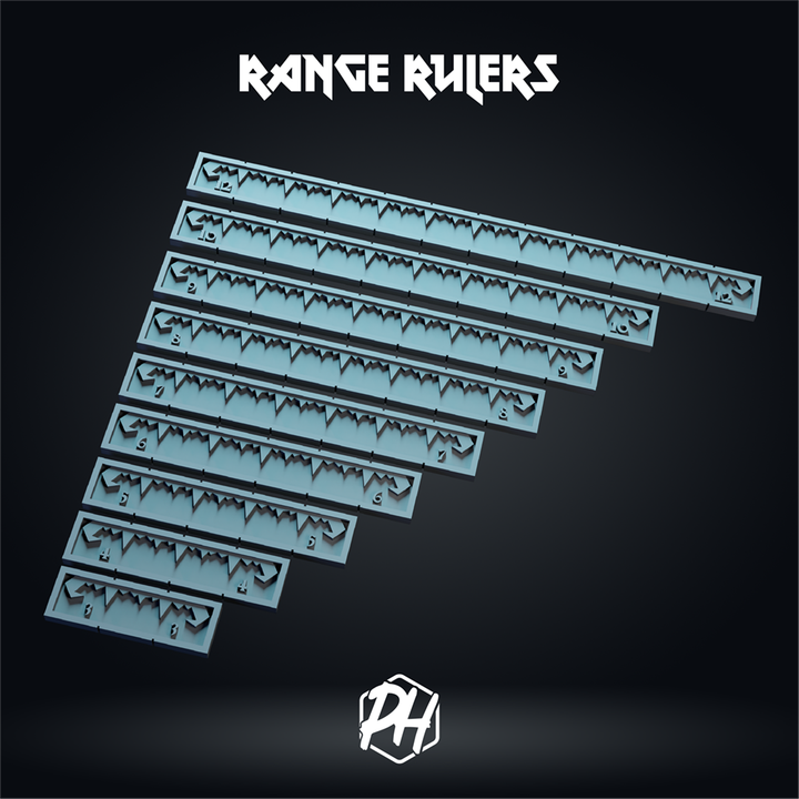 3D Printable Wargame Range Rulers by Phutura Hobbies