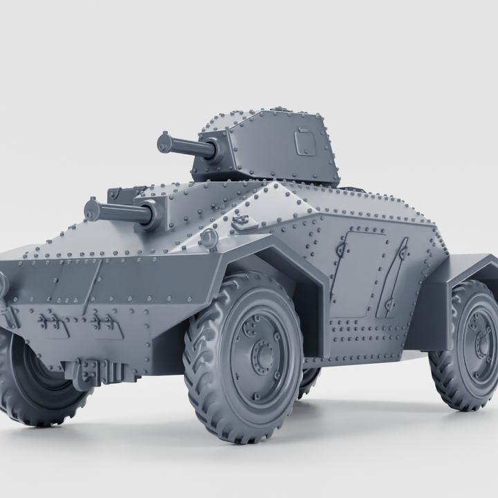 3D Printable Alvis Straussler AC3D Armored Car (KNIL+UK, WW2) by Wargame3d