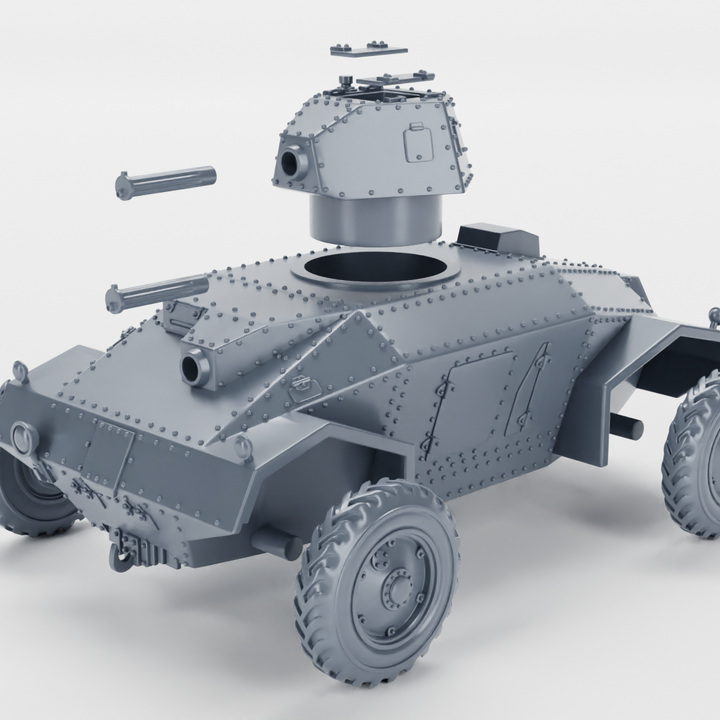 3D Printable Alvis Straussler AC3D Armored Car (KNIL+UK, WW2) by Wargame3d