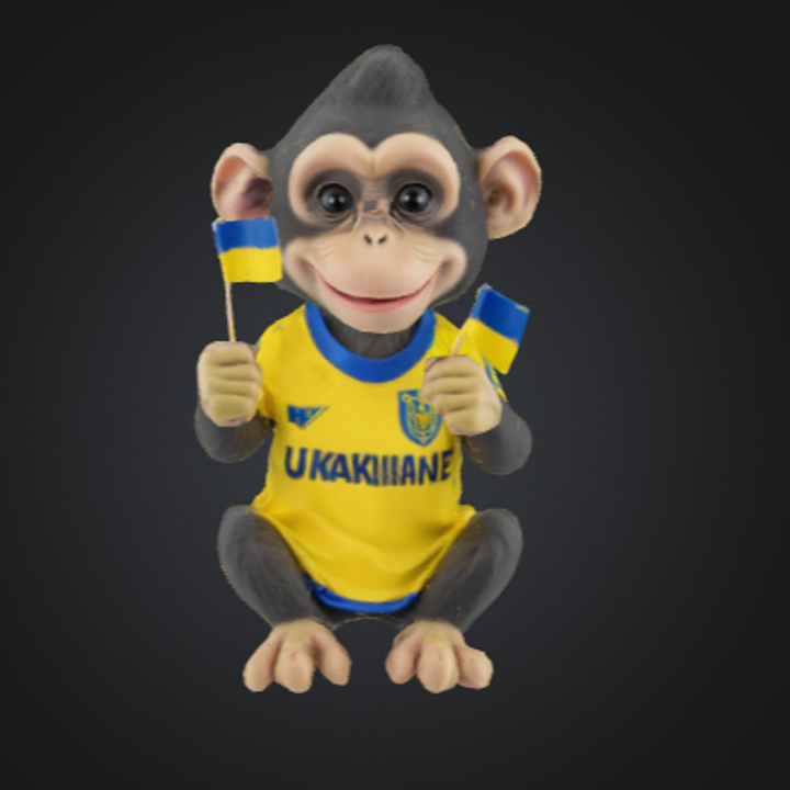 3D Printable Ukraine Supporter Monkey (Print-in-Place) by Alexander Zitvesh
