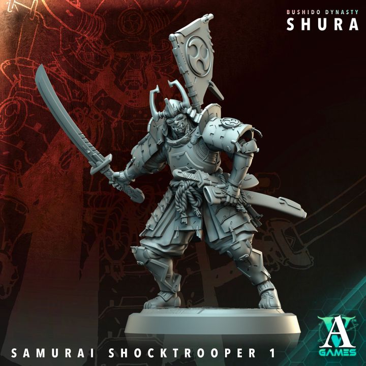 3D Printable Samurai Shocktrooper & Genji Shogun by Archvillain Games