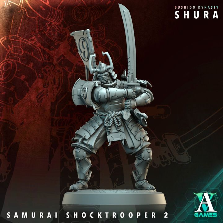 3D Printable Samurai Shocktrooper & Genji Shogun by Archvillain Games