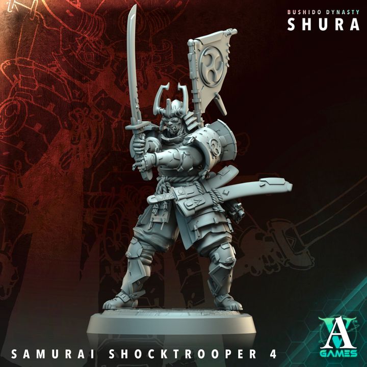 3D Printable Samurai Shocktrooper & Genji Shogun by Archvillain Games