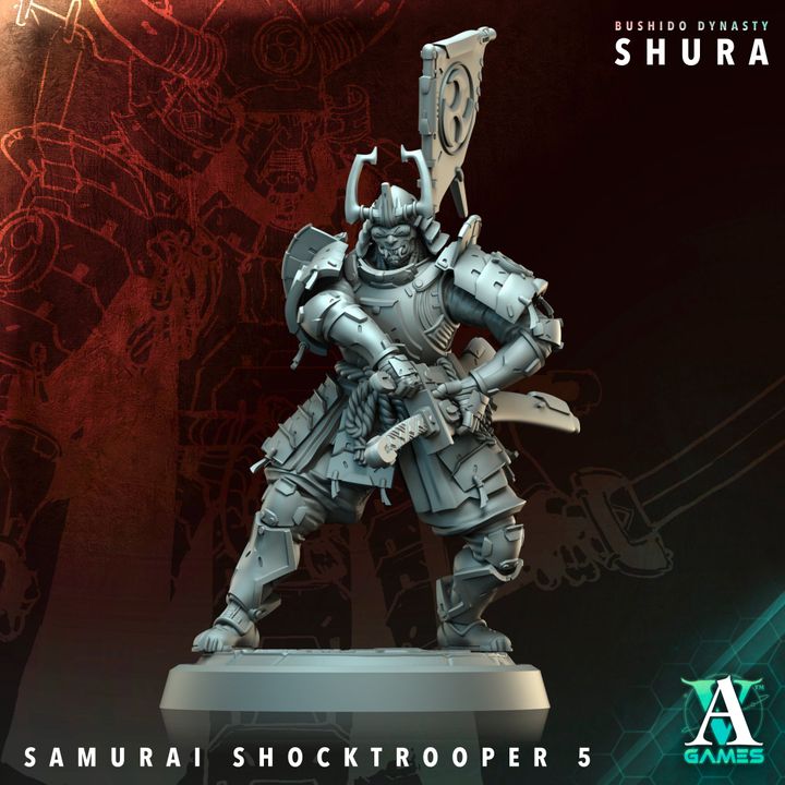 3D Printable Samurai Shocktrooper & Genji Shogun by Archvillain Games