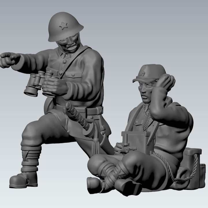 3D Printable 28 mm Japanese Forward Observer Team by Studio Grozny