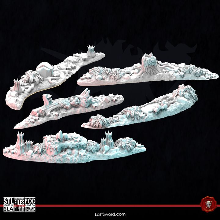 3D Printable Trees and Forest Borders by LastSword Miniatures