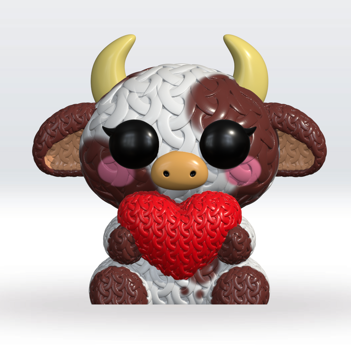 3D Printable Knitted Cow Multicolor 3D Model STL file Cute Knitted by ...
