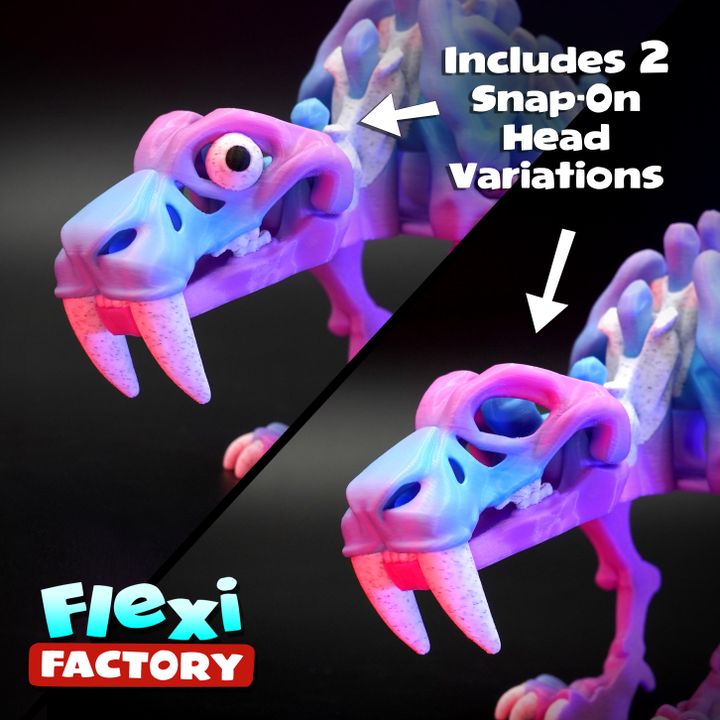 3D Printable Flexi Factory Skeleton Saber Tooth Tiger with 3MF Included ...