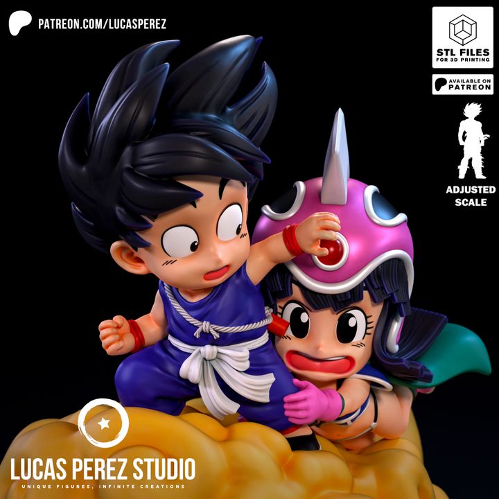 3D Printable GOKU AND CHI-CHI CHIBI by Lucas Perez