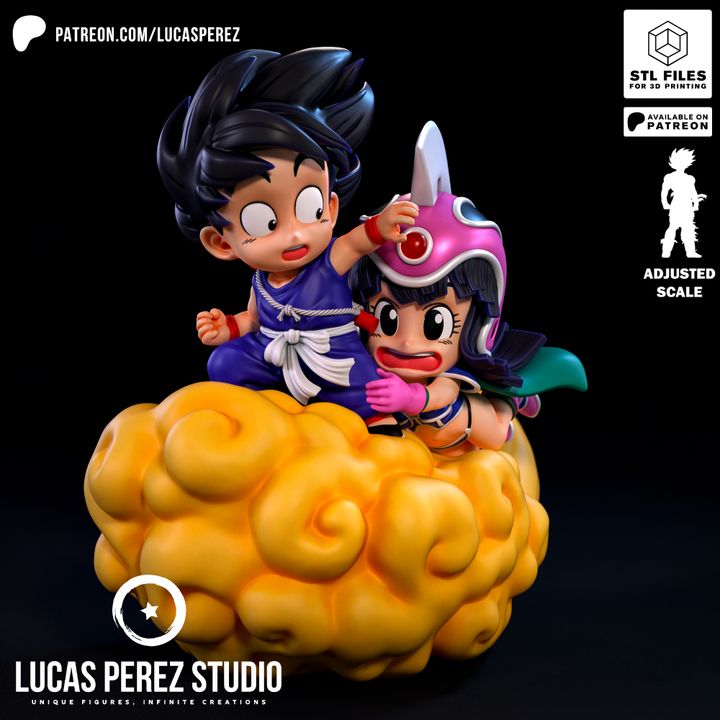 3D Printable GOKU AND CHI-CHI CHIBI by Lucas Perez