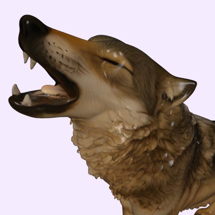 3D Printable Howling Wolf – Realistic 3D Figurine by Fantasy Figures