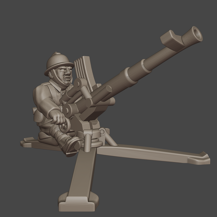 3D Printable French WW2 Mitrailleuse de 20mm CA 39 (Oerklion) AA Gun ...