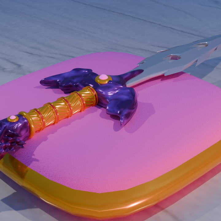 3D Printable Purple dragon dagger by oz tzemach