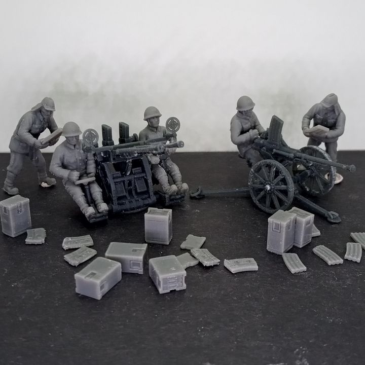 3D Printable 28 mm Japanese AA artillery crew by Studio Grozny