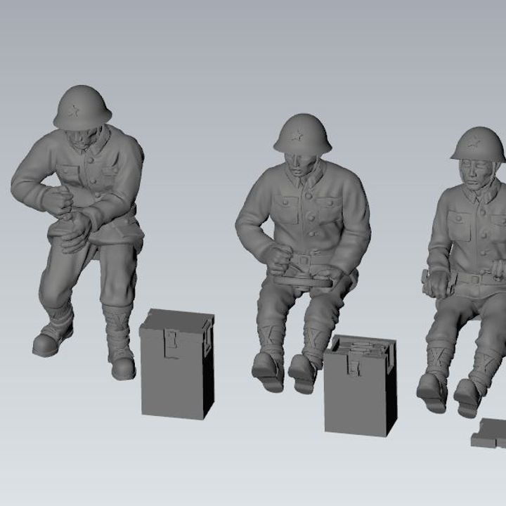 3D Printable 28 mm Japanese AA artillery crew by Studio Grozny