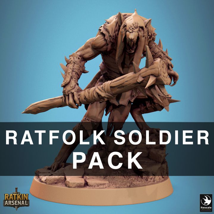 3D Printable Pack Ratfolk Soldier by Rescale Miniatures