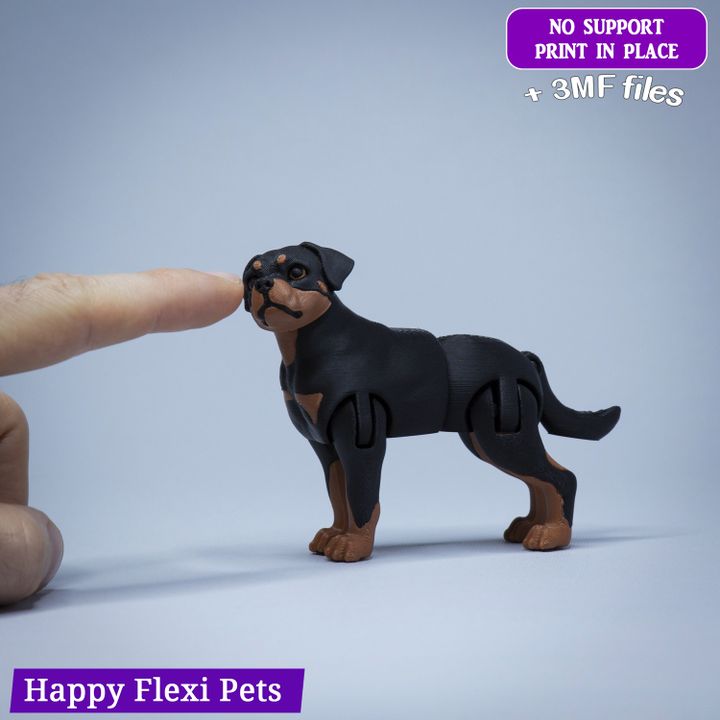 3D Printable Rottweiler the realistic flexi dog toy - collectible ...