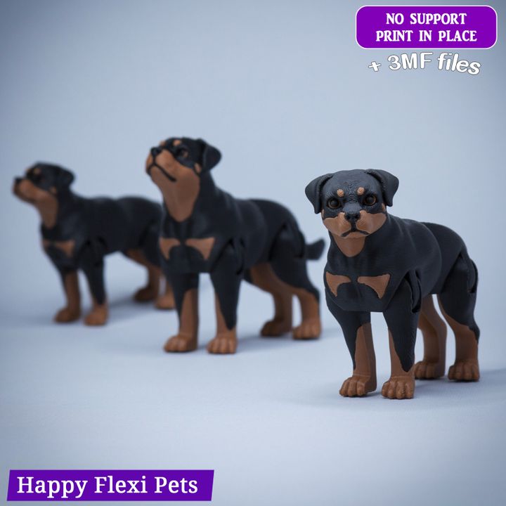 3D Printable Rottweiler the realistic flexi dog toy - collectible ...