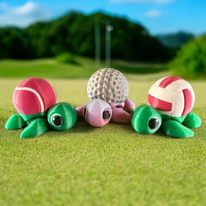 3D Printable Sports Baby Turtles - Pack 3 - Golf - Tennis - Volleyball ...