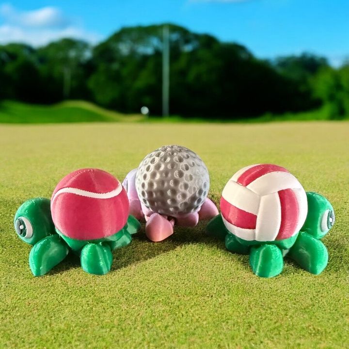 3D Printable Sports Baby Turtles - Pack 3 - Golf - Tennis - Volleyball ...