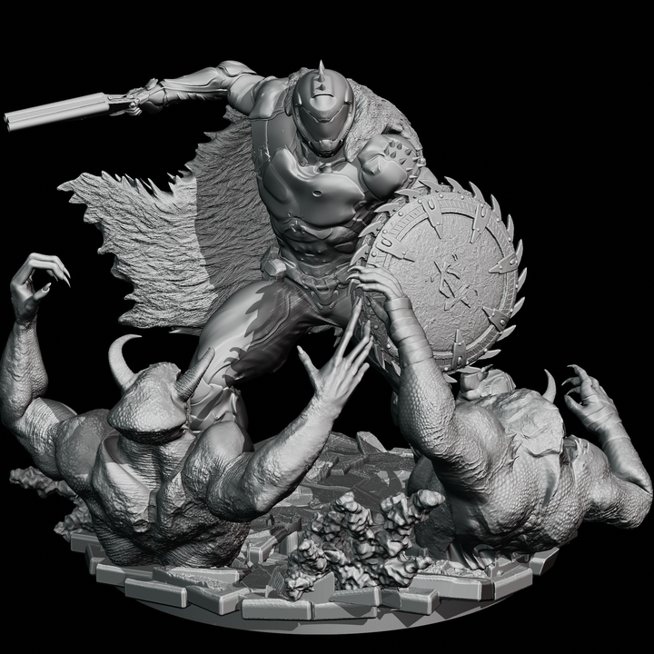 3D Printable DOOM THE DARK AGES – DOOMSLAYER ICONIC POSE – DEMON BATTLE ...