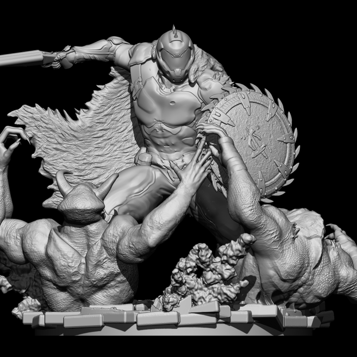 3D Printable DOOM THE DARK AGES – DOOMSLAYER ICONIC POSE – DEMON BATTLE ...