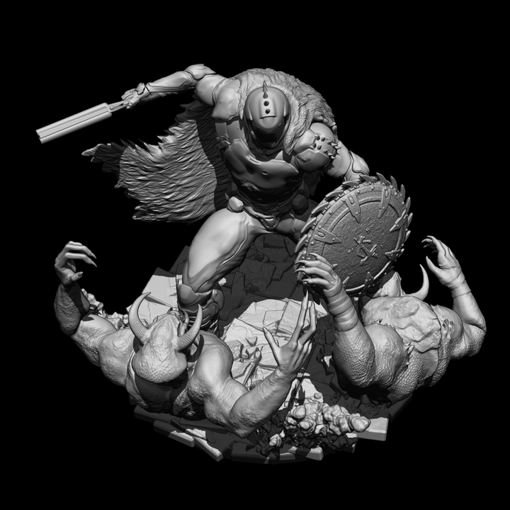 3D Printable DOOM THE DARK AGES – DOOMSLAYER ICONIC POSE – DEMON BATTLE ...