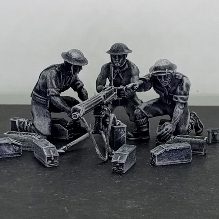 3D Printable 28 mm 8th army vickers 303 MMG and crew by Studio Grozny