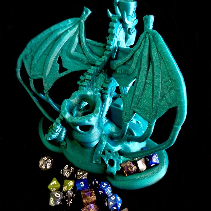 3D Printable Steampunk Dragon Dice Tower (Personal Use) by Sassiecat3d