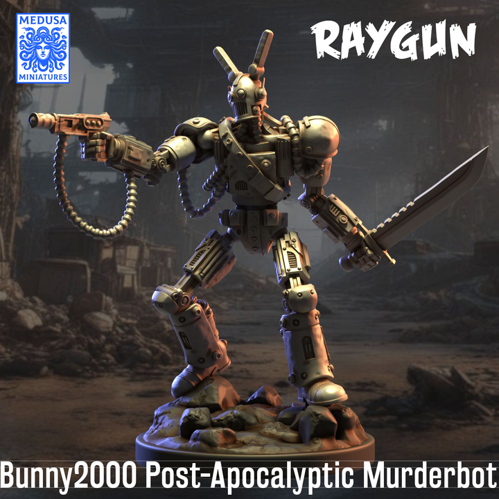 3D Printable Bunny2000 – 28mm Post-Apocalyptic Murderbot Miniature by ...