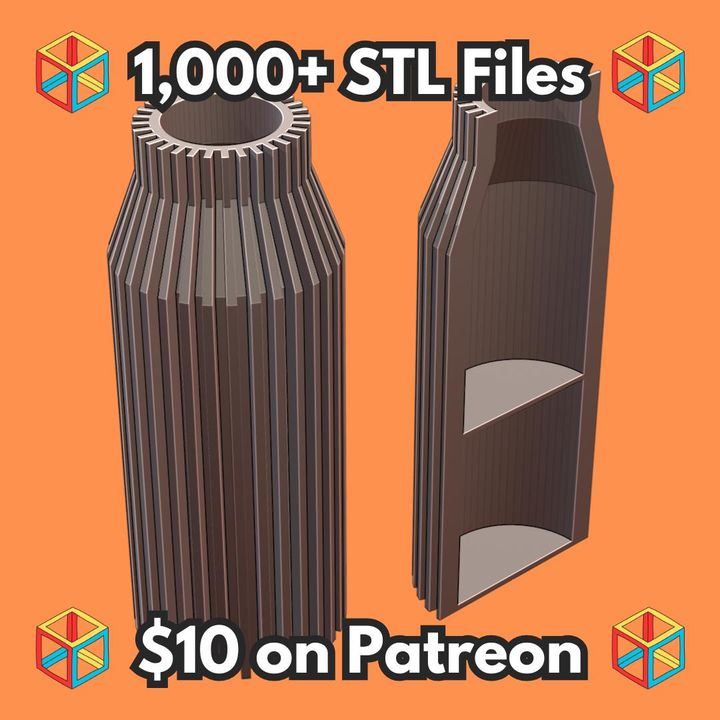 3D Printable Fluted Tall Vase with Hidden Compartment for Valuables ...