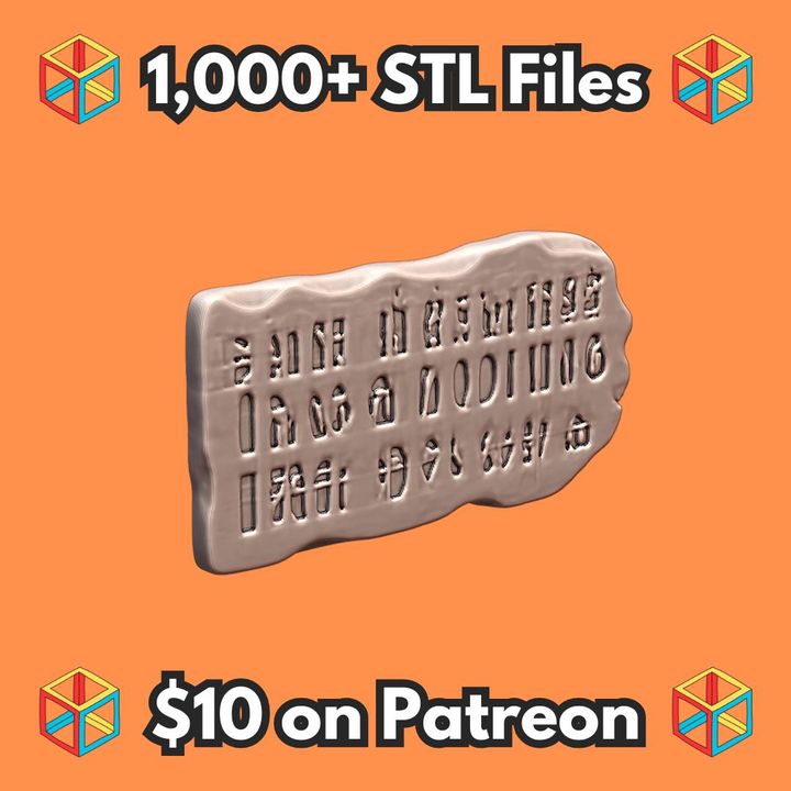 3D Printable 28mm DND Ancient Rune-Inscribed Stone Tablet MineeForm FDM ...