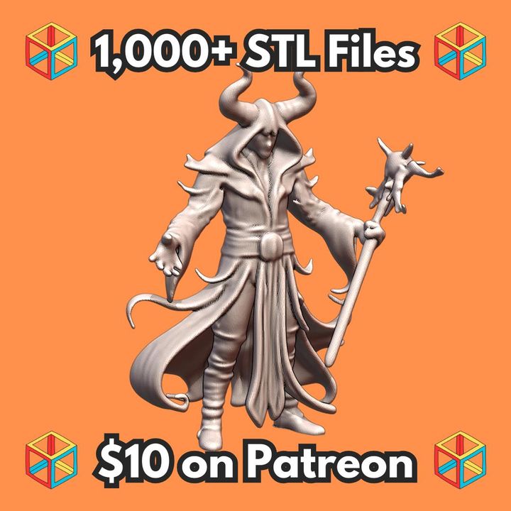 3D Printable 28mm DND Arcane Spellcaster Sorcerer with Horns Fantasy ...