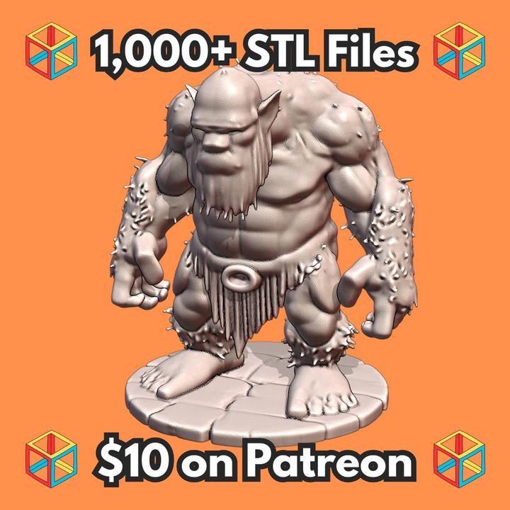 3D Printable 28mm DND Hairy Ogre Troll Fantasy Miniature MineeForm FDM ...