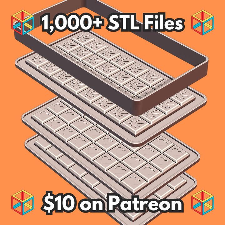 3D Printable Chocolate Bar Mold Pattern for Making Silicone Molds ...