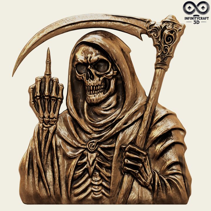 3D Printable Grim Rebellion – Middle Finger Reaper Relief for CNC or 3D ...