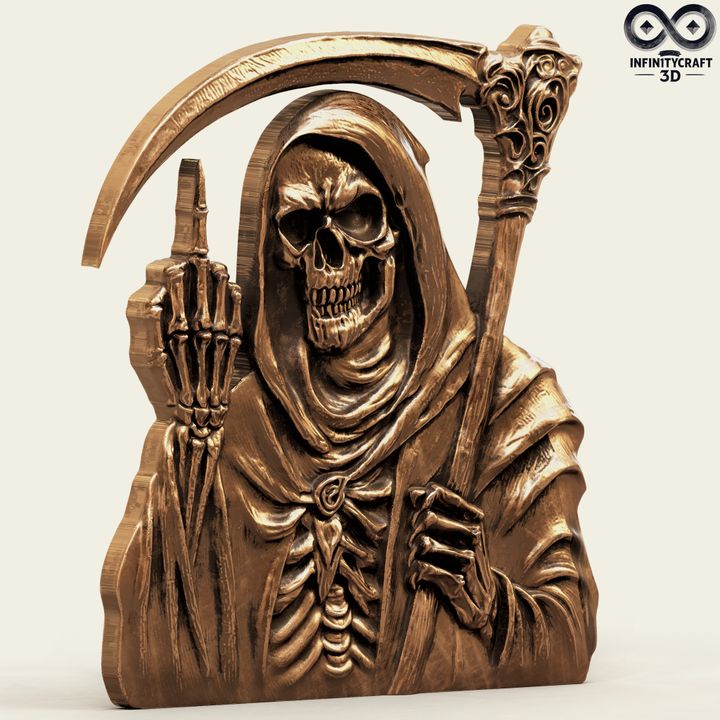 3D Printable Grim Rebellion – Middle Finger Reaper Relief for CNC or 3D ...