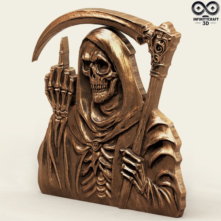 3D Printable Grim Rebellion – Middle Finger Reaper Relief for CNC or 3D ...