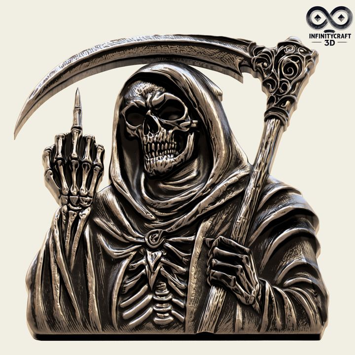 3D Printable Grim Rebellion – Middle Finger Reaper Relief for CNC or 3D ...