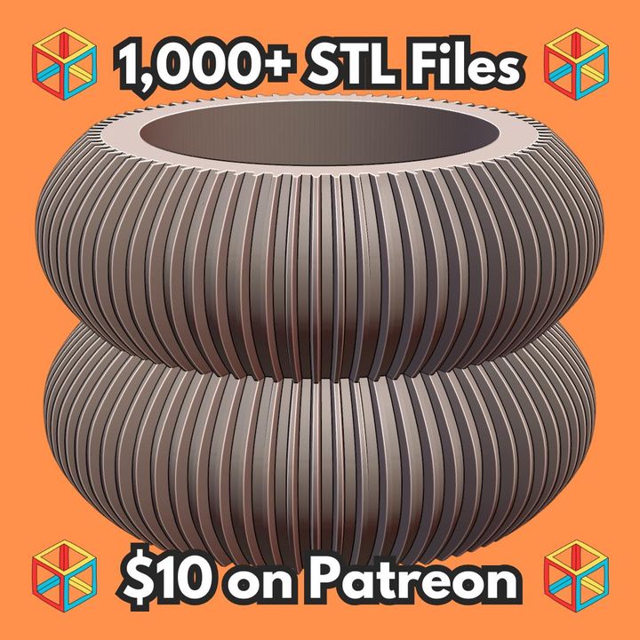 3D Printable Double Stacked Ribbed Planter for Modern Indoor Spaces ...