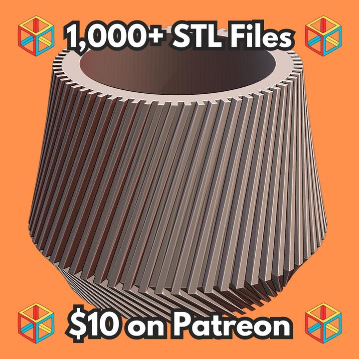 3D Printable Modern Ribbed Planter with Tapered Design for Indoor Decor ...