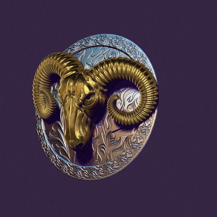 3D Printable Medallion "Aries" for Gold and Silver Casting by Viktoriya ...