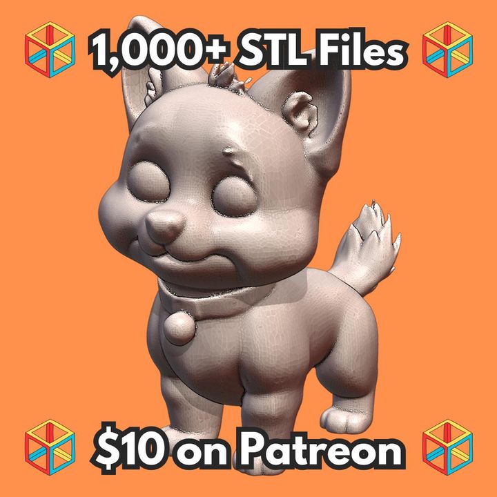 3D Printable Cute Cartoon Style Dog with Adorable Chubby Cheeks ...