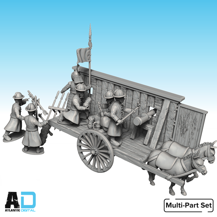 3D Printable Ming Empire War-Wagon (Pian Xiang Che) by Wargames Atlantic