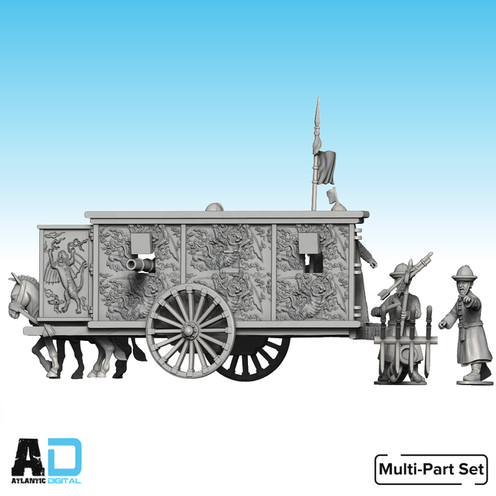 3D Printable Ming Empire War-Wagon (Pian Xiang Che) by Wargames Atlantic